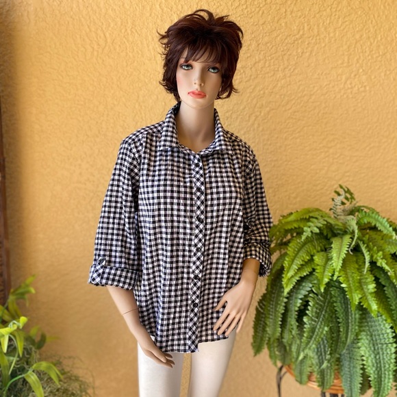 BonWorth | Tops | Bon Worth Blackwhite Check Blouse | Poshmark
